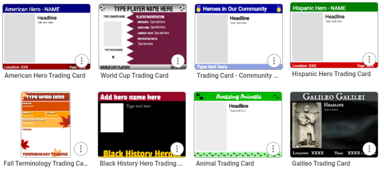 Examples Of Trading Cards Trading Cards, ReadWriteThink, And The